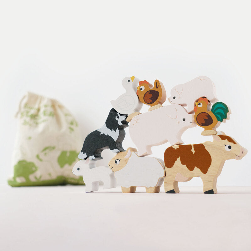 Petilou Farm Stacking Animals & A Bag – Hurley Burley Toys